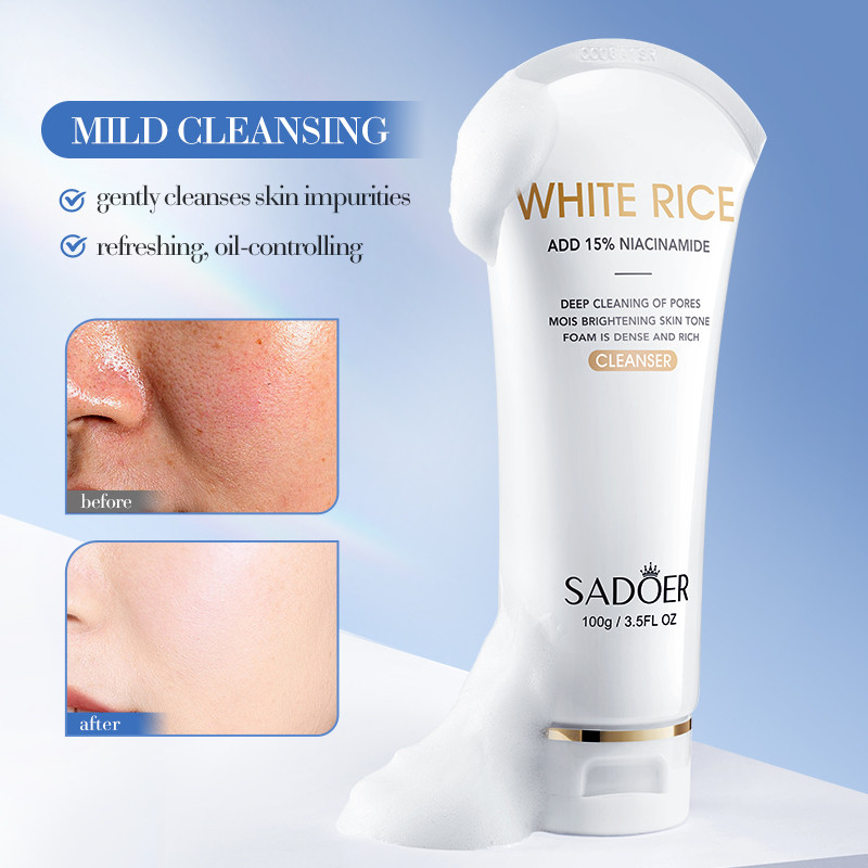 ROREC SADOER White Rice Nicotinamide Brightening Cleanser Deep Cleaning Of Pores Foam Is Dense ...