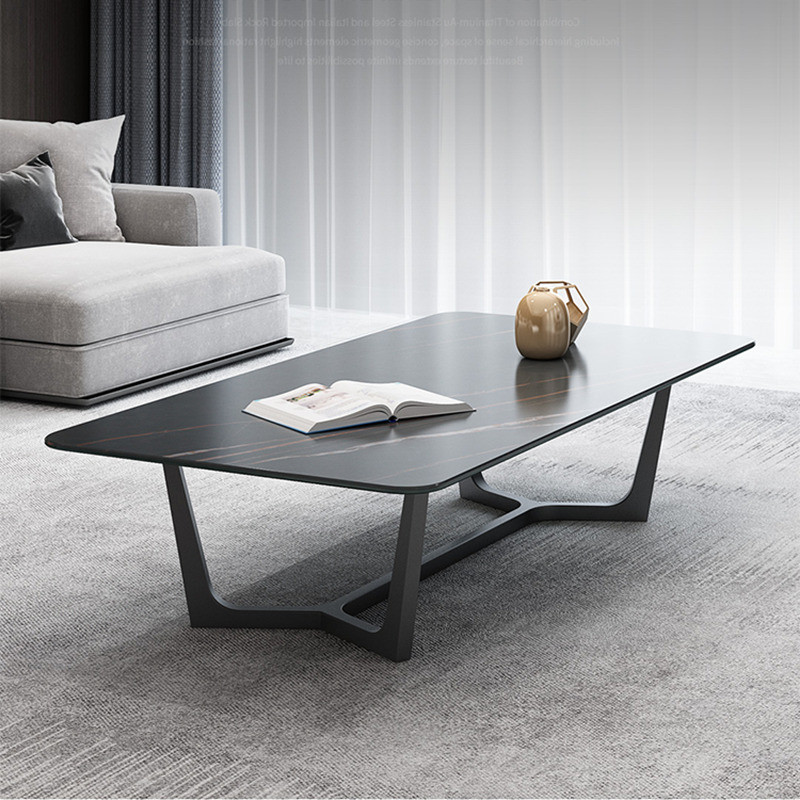 2024 New Nordic Simple Rock Plate Tea Table Marble Metal Leg Tea Table ...