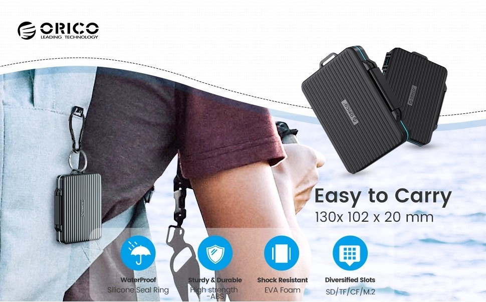 ORICO 24 Slots Micro SD Storage Card Holder Case Waterproof Anti-Shock ...