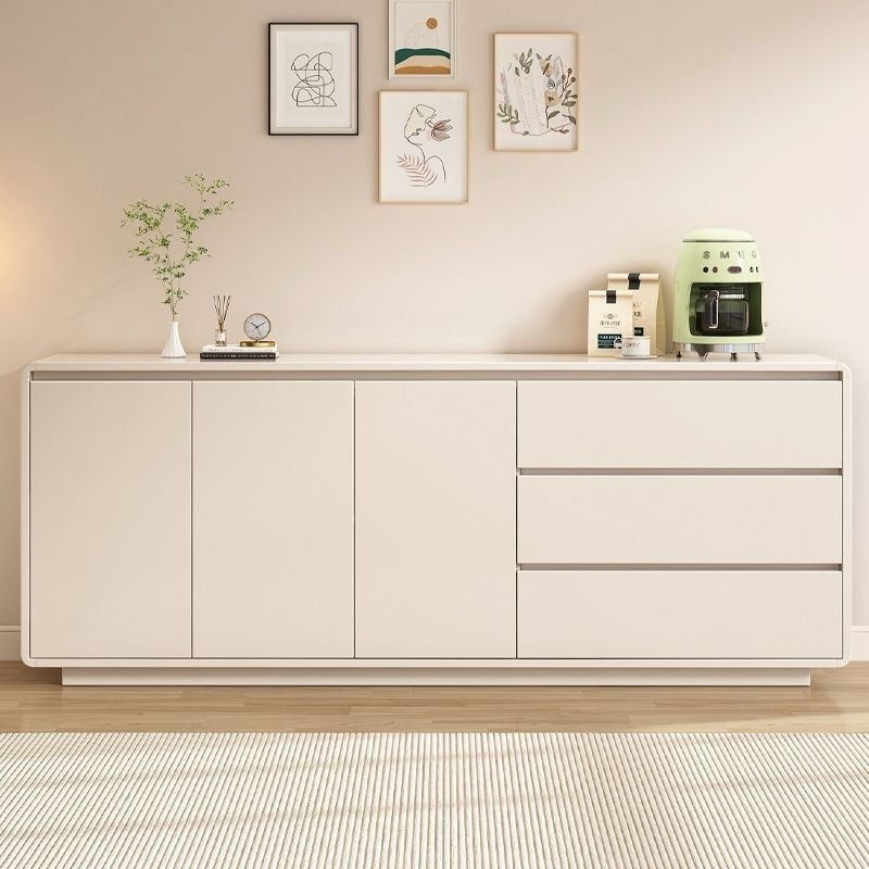 Full Solid Wood Kitchen Cabinet Sideboard Cream Style Storage Cabinet ...