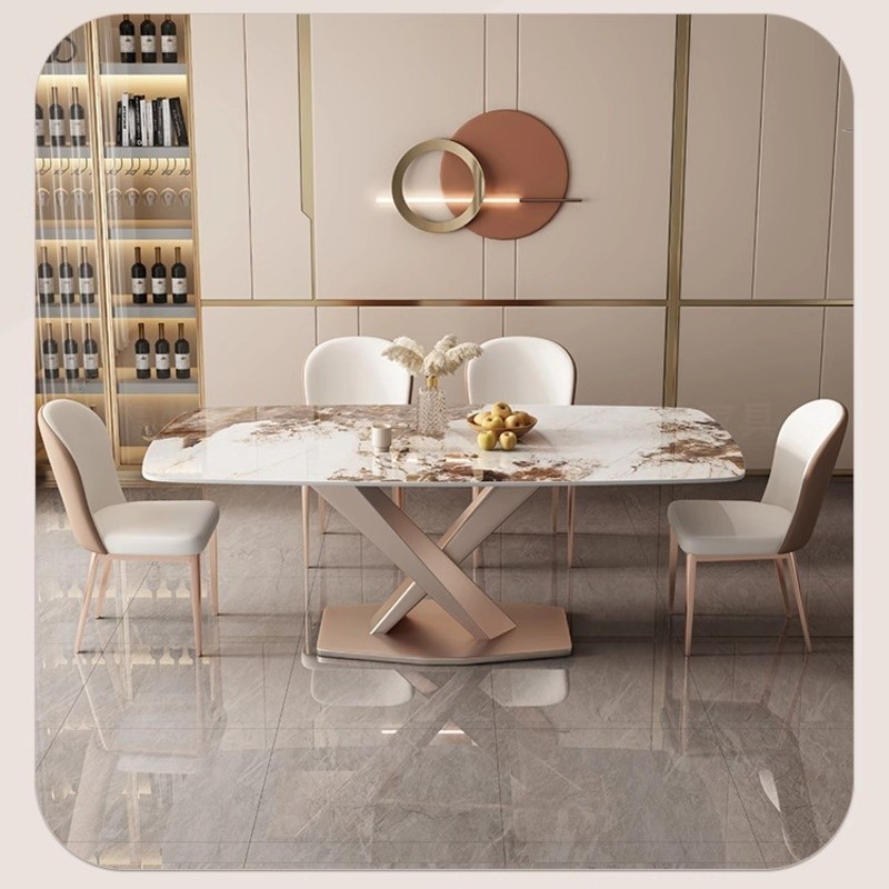 Rock Plate Dining Table Set Rectangular Household Small Dining Table ...
