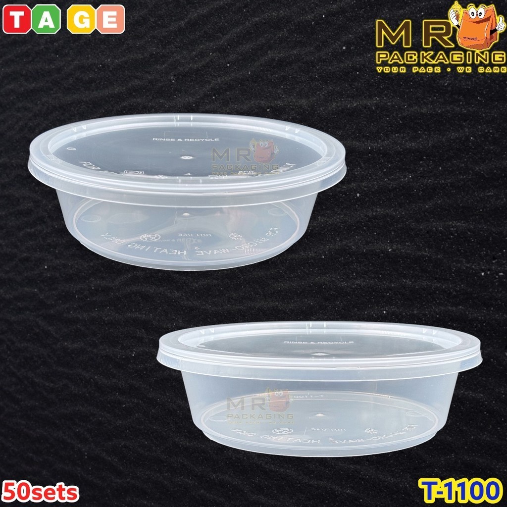 TAGE T-1100 Round Container & Lid ( 50sets± ) 750ml Disposable Plastic ...