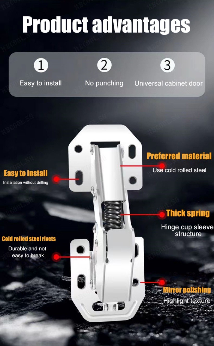 🎈SG STOCK🎈Non-drilling Silent Hinge Repair Kit Cabinet Hole Hinge ...