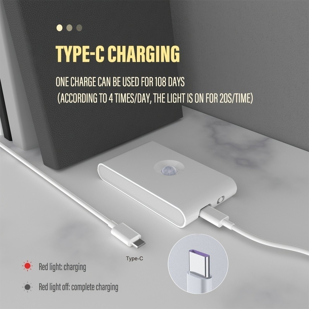 LED Smart Sensor Night Light Wireless USB Rechargeable Sensor Wall ...