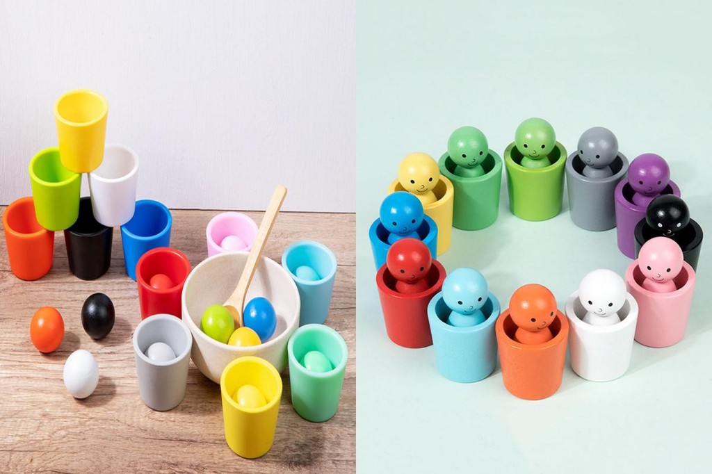 (New) Preschool Color Learning Toy Wooden Color Sorting Toy Wooden ...