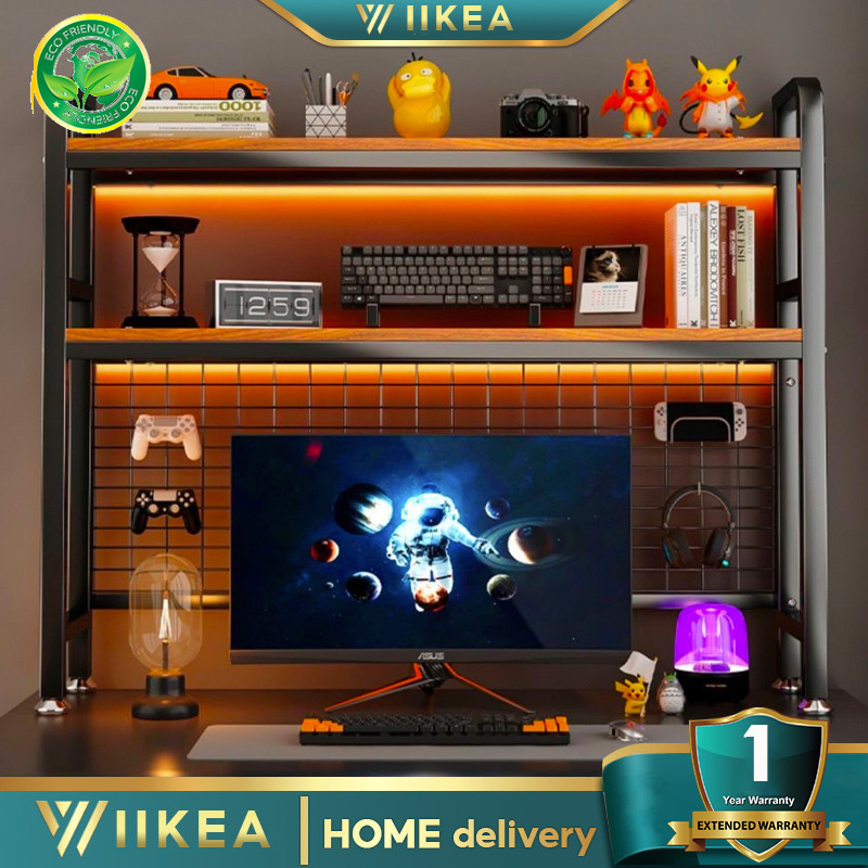 Desktop Shelf Desk Pegboard Wall Shelf Desktop With Grid Multi-layer ...