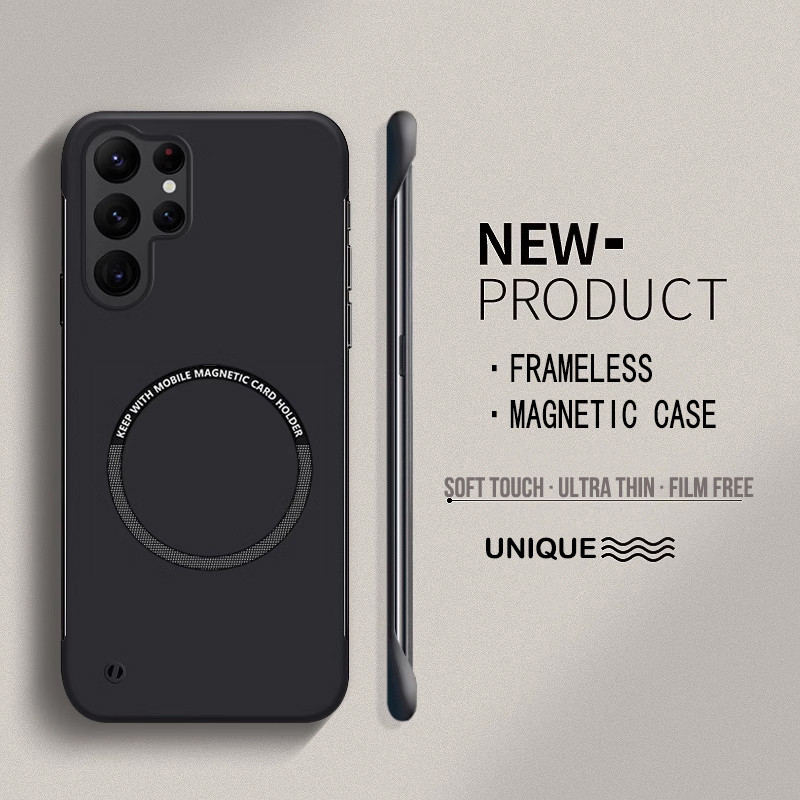 Ultra Thin Hard PC Magnetic Frameless Phone Case For Samsung Galaxy S25 S24 S23 S22 S21 S20 FE ...