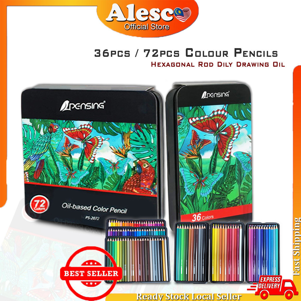 36PCS/72PCS color pencil colour pencil pengsing art set oily warna ...