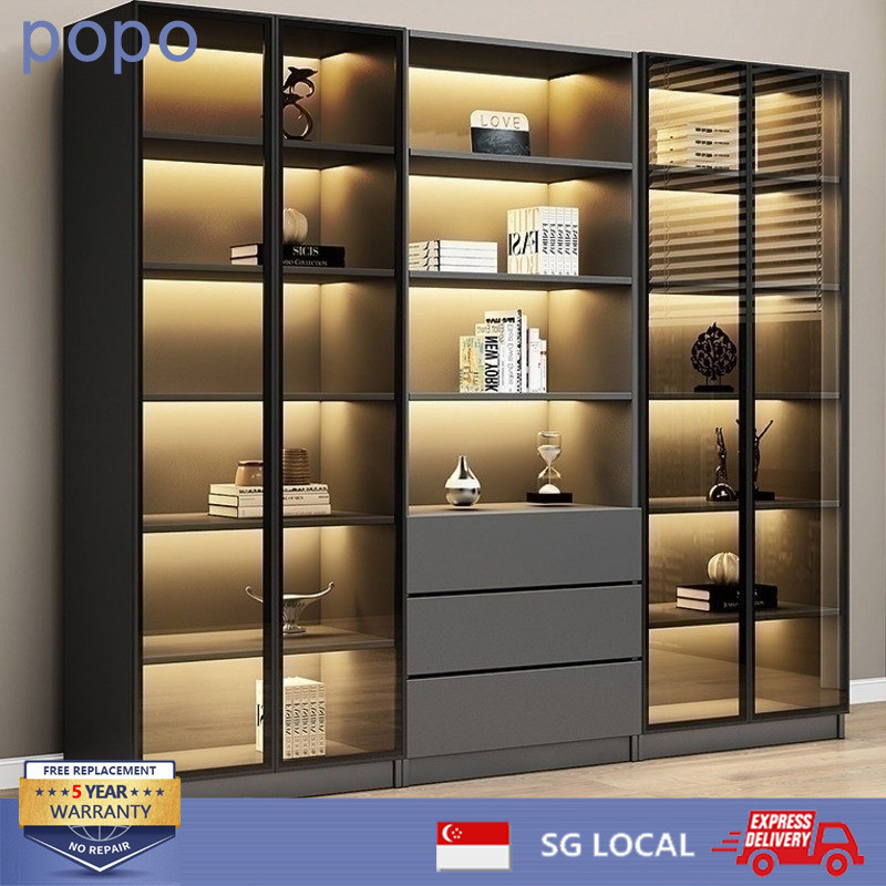 POPO Display Cabinet Storage Cabinet Glass Door Combination Storage ...
