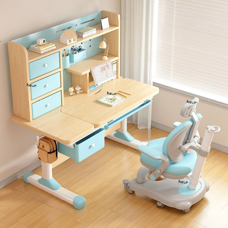 Children's Study Table With Drawer Student Desk Bookcase Integrated ...