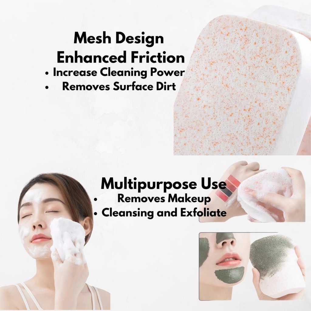 🌸SG SELLER🌸 Thick Large Facial Exfoliating Sponge Soft Cleansing Puff ...