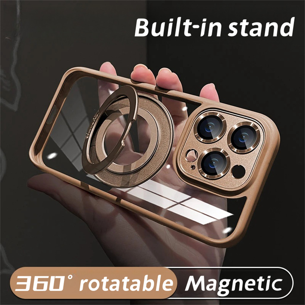 New Casing Luxury 360° Rotatable Stand Phone Case Magnetic Transparent ...