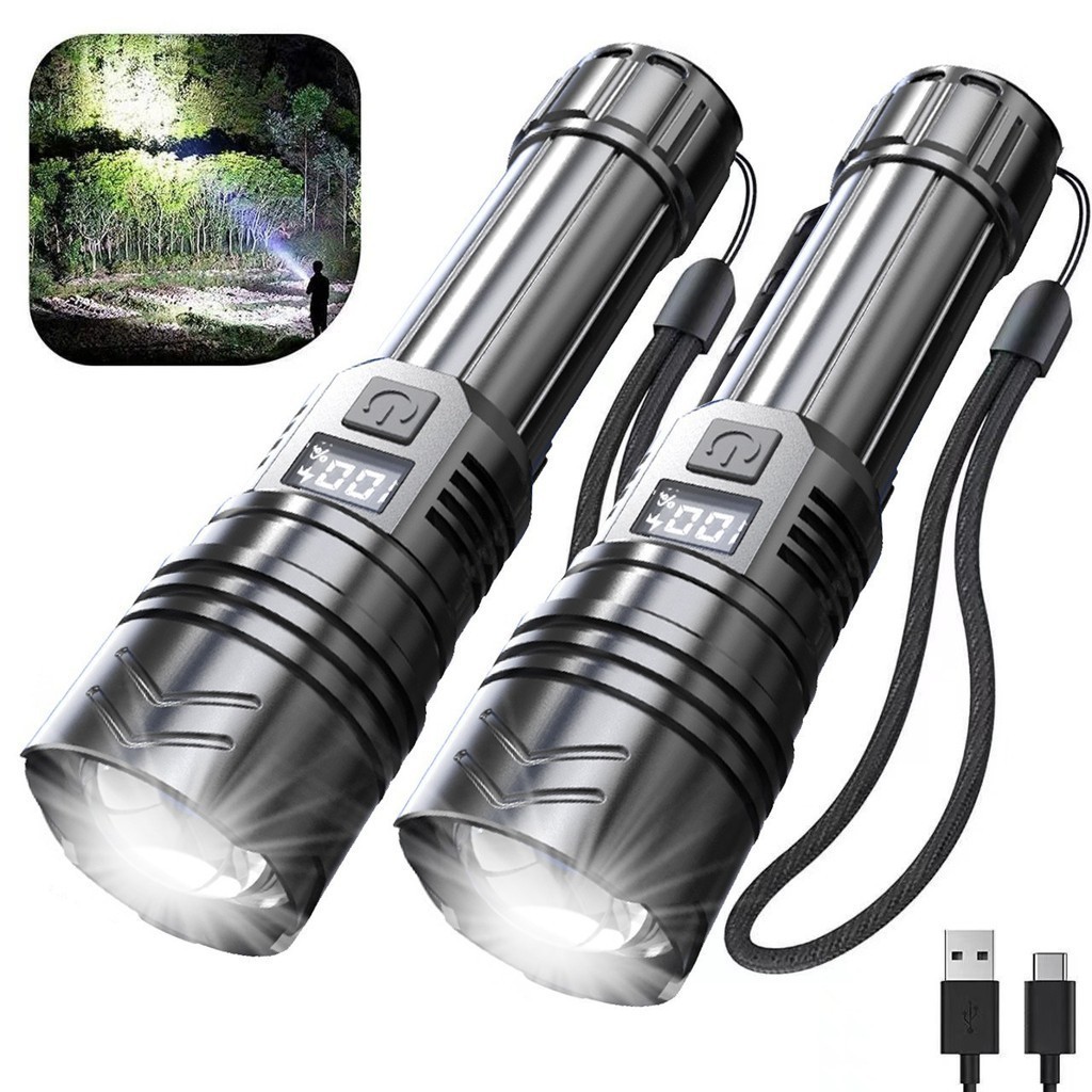2024 New XHP50 Ultra Bright Flashlight Digital Electronic Display Light ...