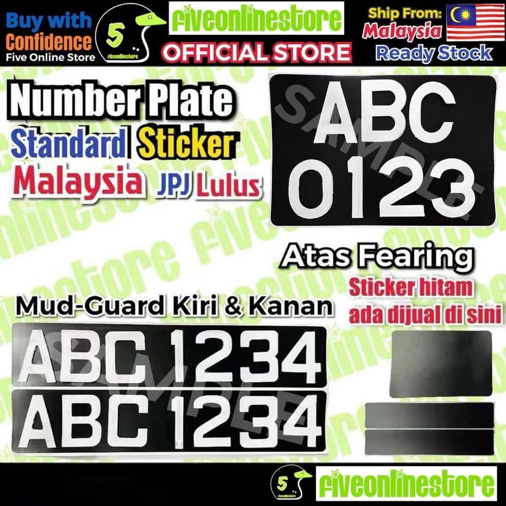 Number Plate Sticker Depan Motorsikal Lulus JPJ Motorcycle No License ...