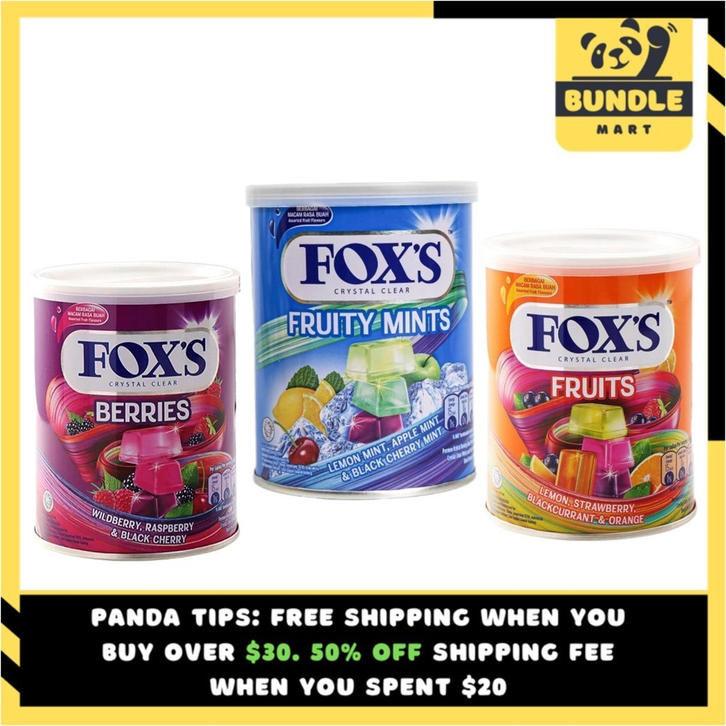 (BundleMart) Fox’s Tin Candy Crystal Clear Berries Fruits Fruity Mints ...
