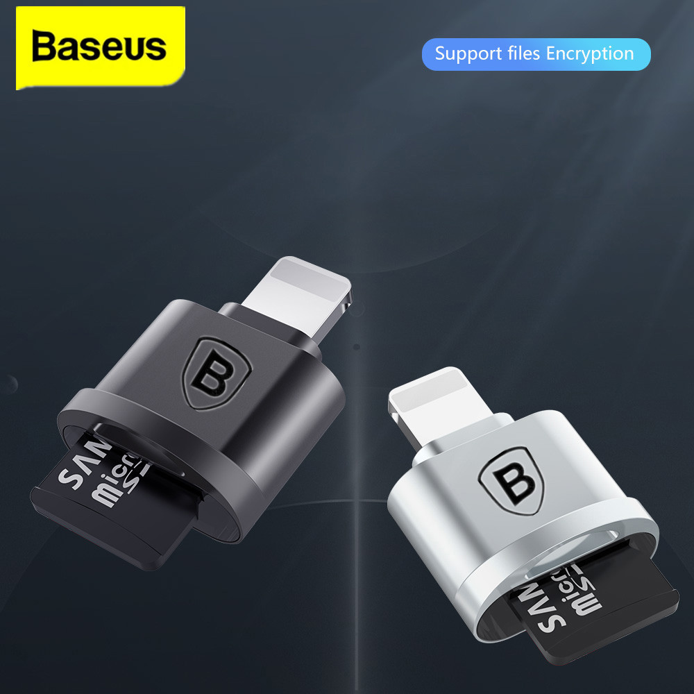 Baseus Mini Micro SD TF Card Reader Adapter 8 Pin OTG Memory Card ...