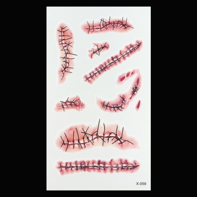 Halloween Horror Realistic Fake Bloody Wound Stitch Scar Scab ...