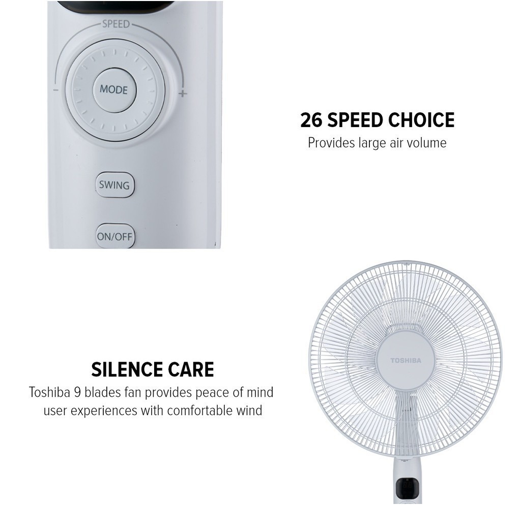 Toshiba F-LSD10(W)SG White 16" Wide Angle Oscillation Blades DC ...