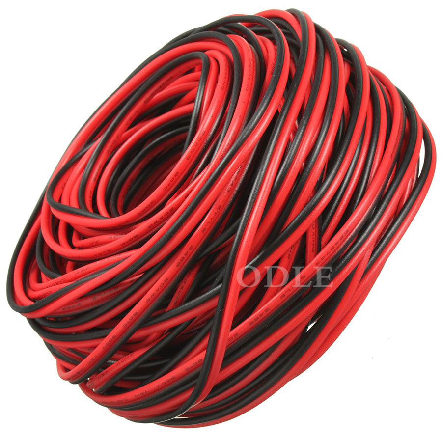 20 meters 22AWG LED Strip Cable Red Black Wire Electric Extend Cord ...