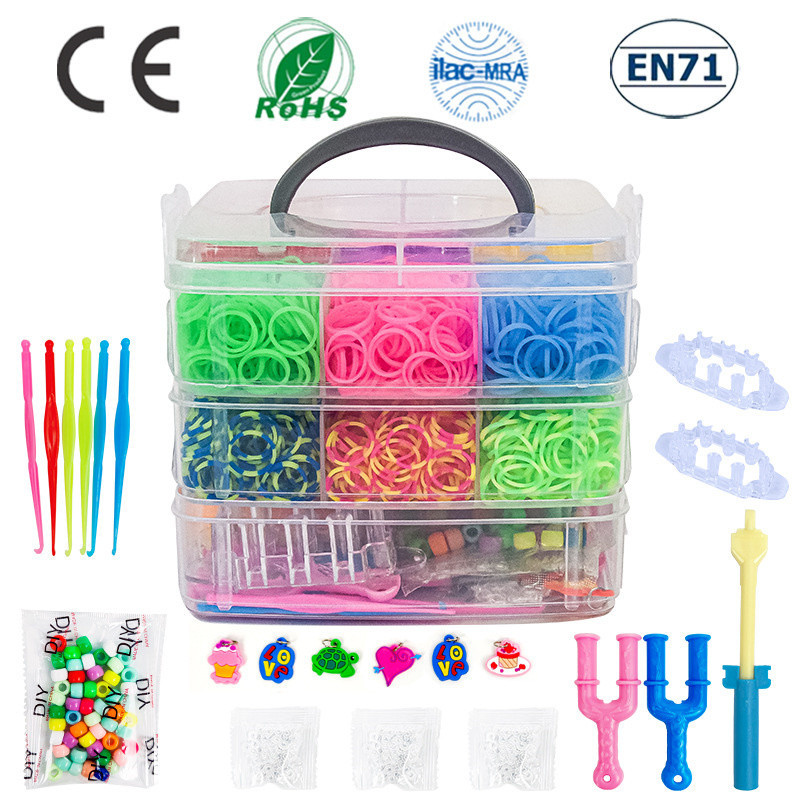 3 Layers Creative Colorful Loom Bands Set Rainbow Bracelet Making Kit ...