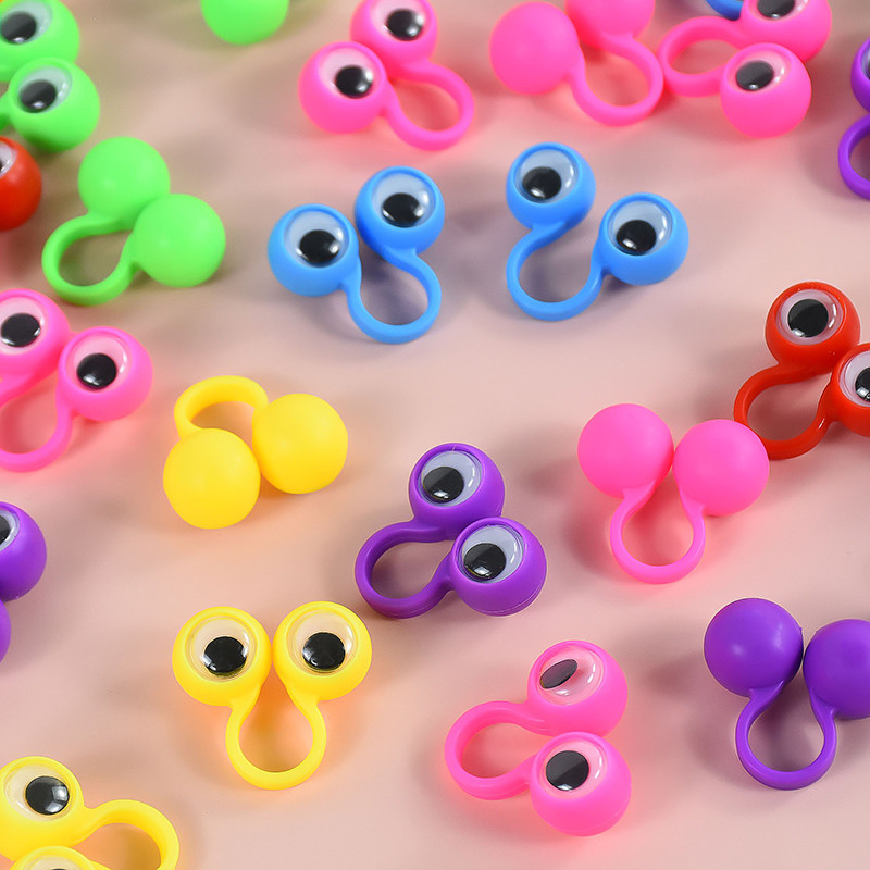 10/20pcs Colorful Finger Puppets Plastic Ring Wiggly Eyeball Kids ...