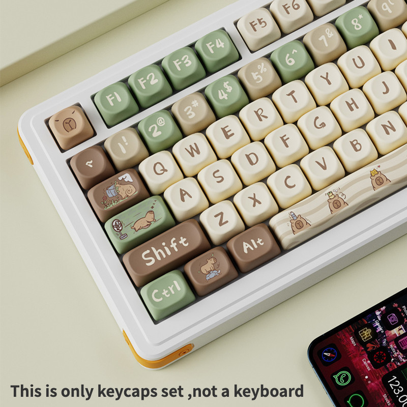 PBT Dye sublimation Khaki Keycaps Alive Nice OQO MOA Height Full Set ...