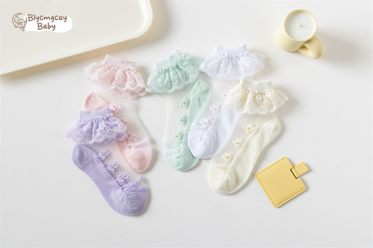 Girls Lace Socks Summer Thin Mesh Girls Lace Princess Socks Cotton ...