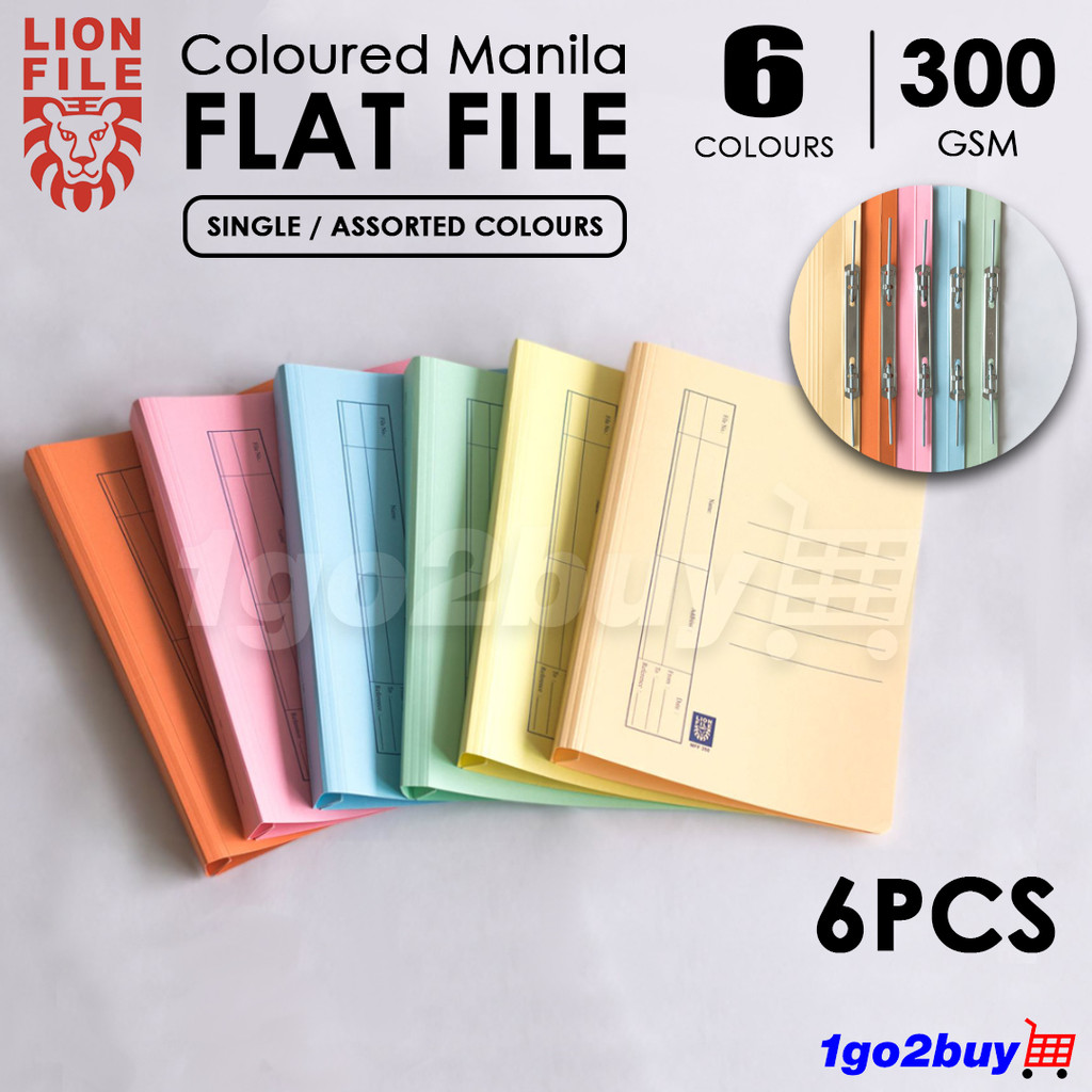 Lion File Flat File Assorted Colours Manila Files 300gsm with Spring ...