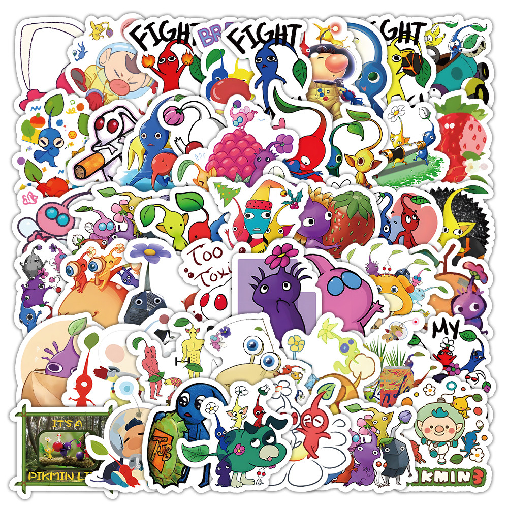 100PCS Cute Plant Pikmin Doodle Stickers - Adventure-Themed Decals for ...