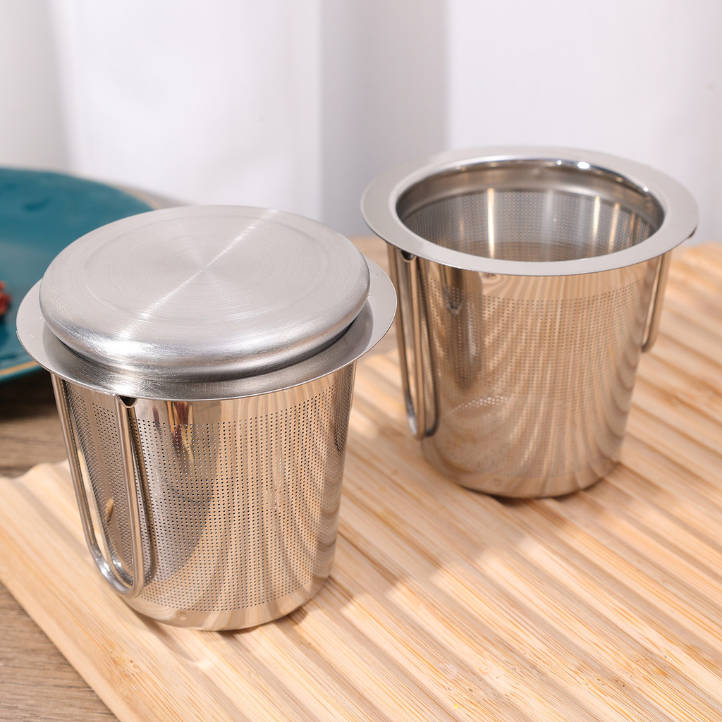 Double Handles Tea Infuser With Lid 304 Stainless Steel Strainer Tea ...