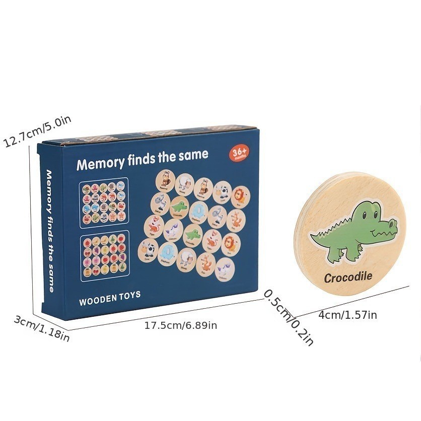 20Pcs Wooden Animal Matching Memory Game for Kids Logic Thinking ...