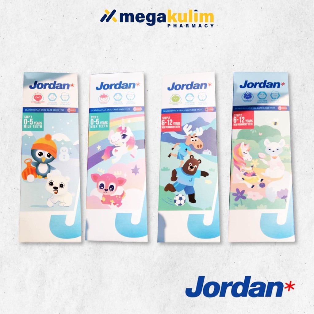 Jordan Kids Toothpaste 75g Step 1 / Step 2 (Strawberry / Grape / Lychee ...
