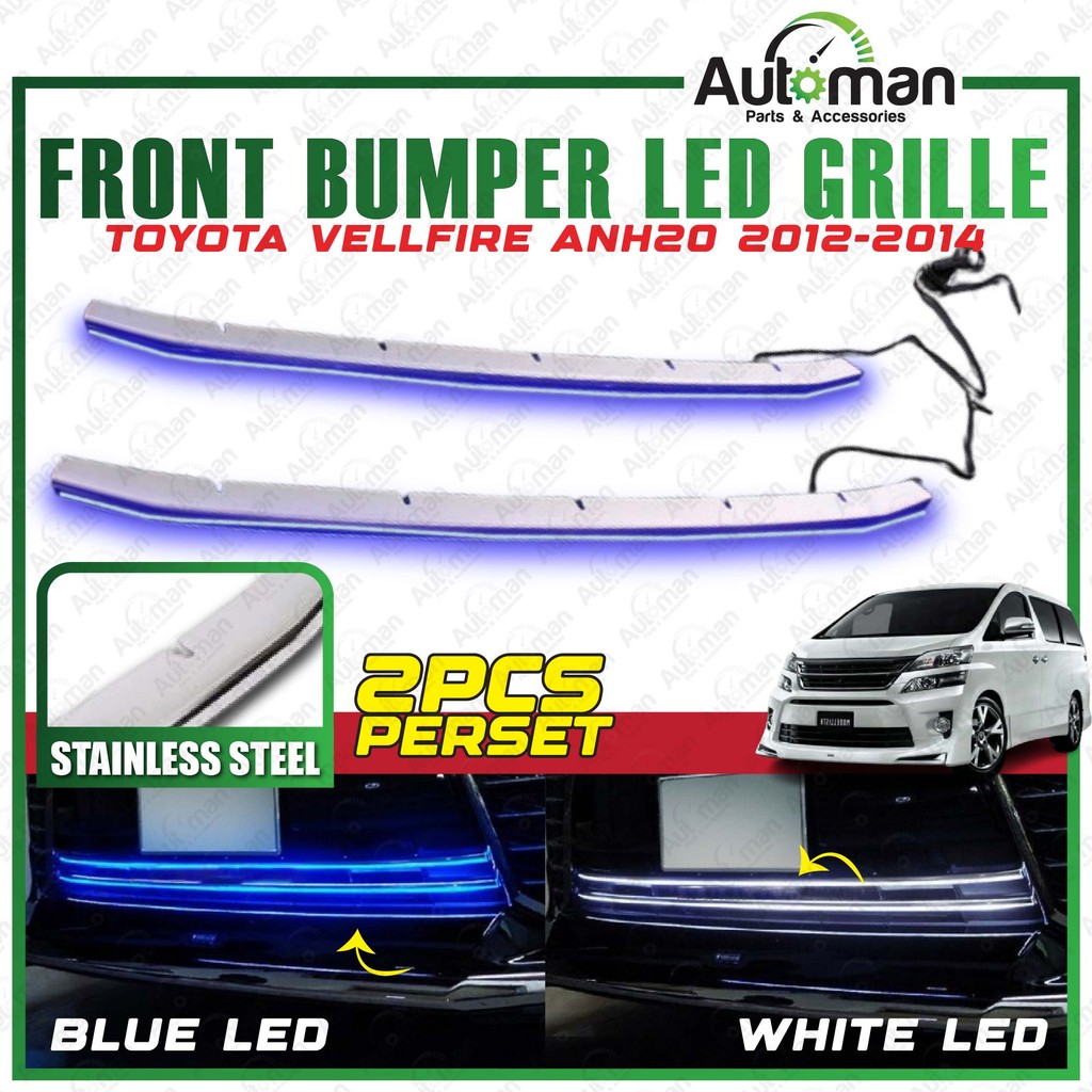 Front Bumper LED Grille Toyota Vellfire ANH20 2012 - 2014 Blue White ...