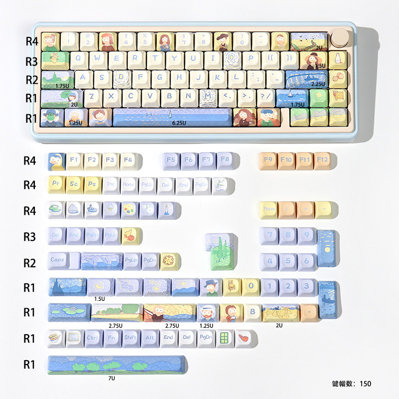 Greatest Works of Art Keycaps DMA profile PBT 150 Cute Comic style ...