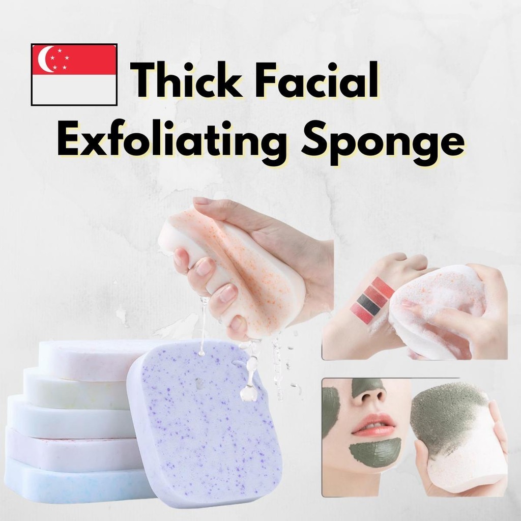 🌸SG SELLER🌸 Thick Large Facial Exfoliating Sponge Soft Cleansing Puff ...