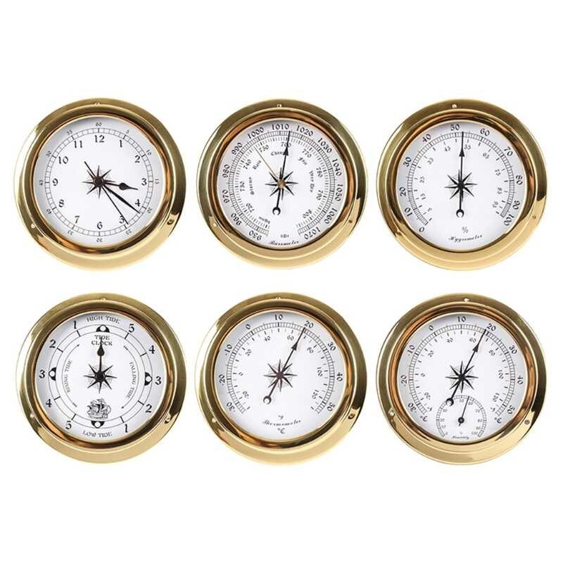 Wall Mounted 115Mm Thermometer Hygrometer Barometer Watch Tidal Clock ...