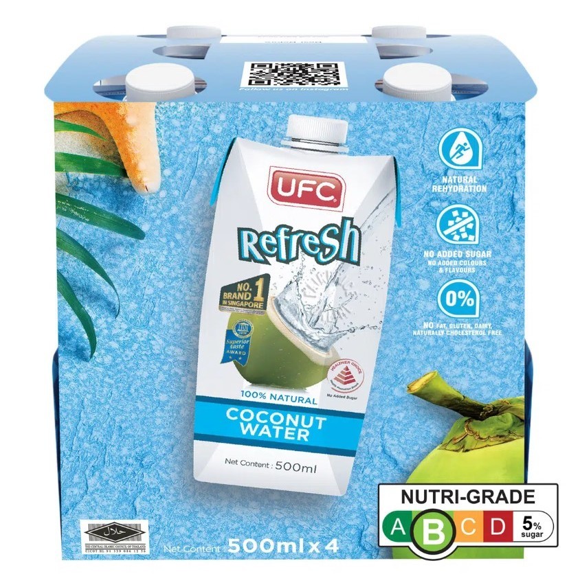 UFC Refresh Coconut Water 4x 500ml | Shopee Singapore