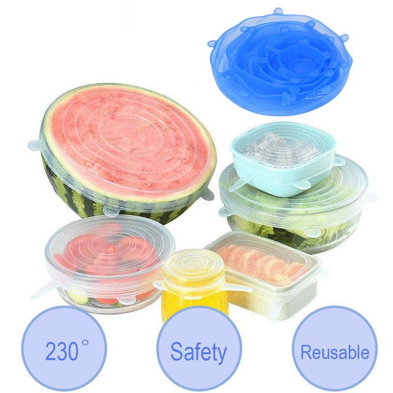 6pcs/set Silicone Fresh-keeping Cover Reusable Can Bowl Stretch Lids ...