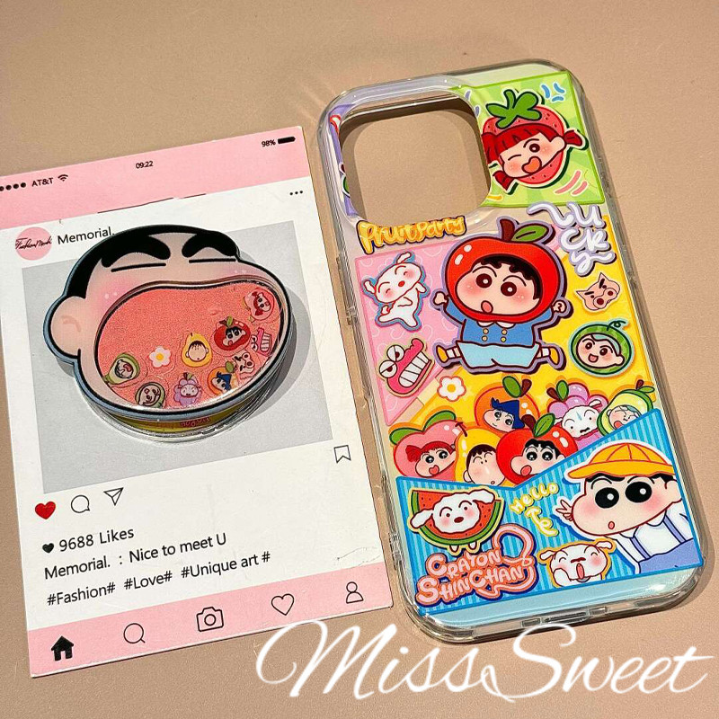 Crayon Shin Chan Casing + Quicksand Bracket Compatible For IPhone 16 11 ...