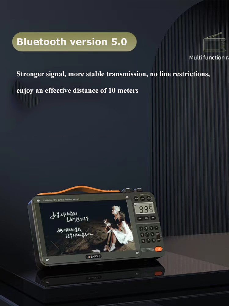 Sansui F51/F50 High-definition Screen Portable Speakers Multifunctional BT Retro Digital FM ...