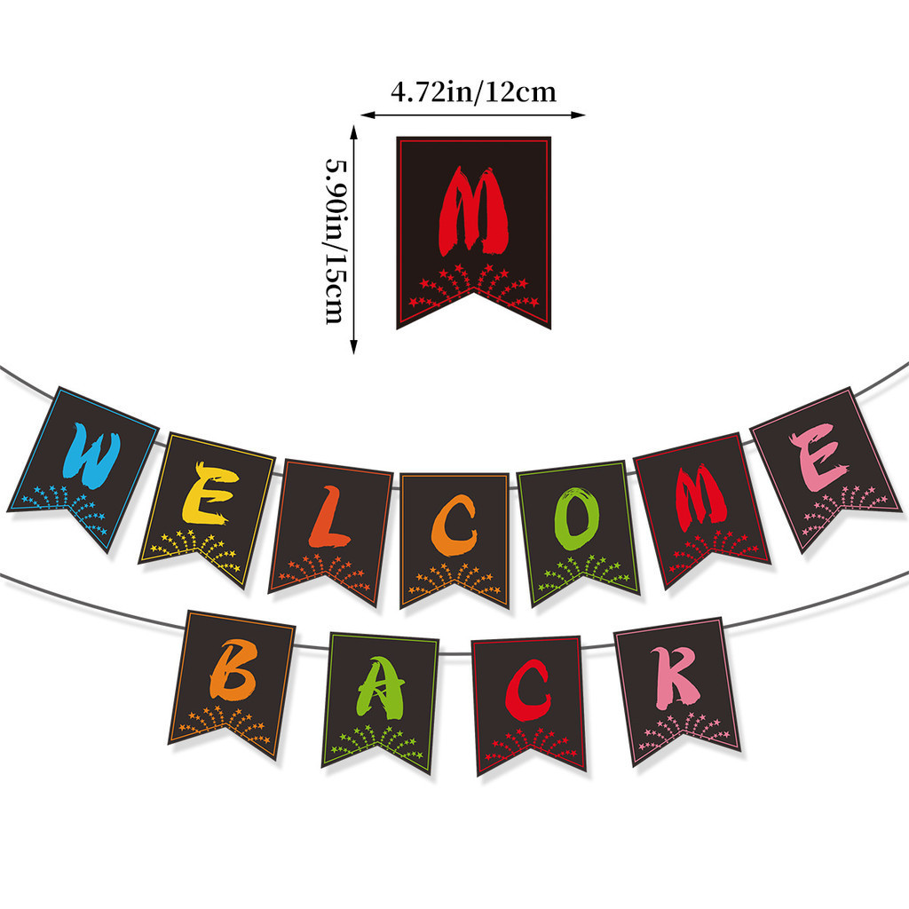 WELCOME BACK TO SCHOOL Banners Flags Party Decoration Letter Paper Pull ...