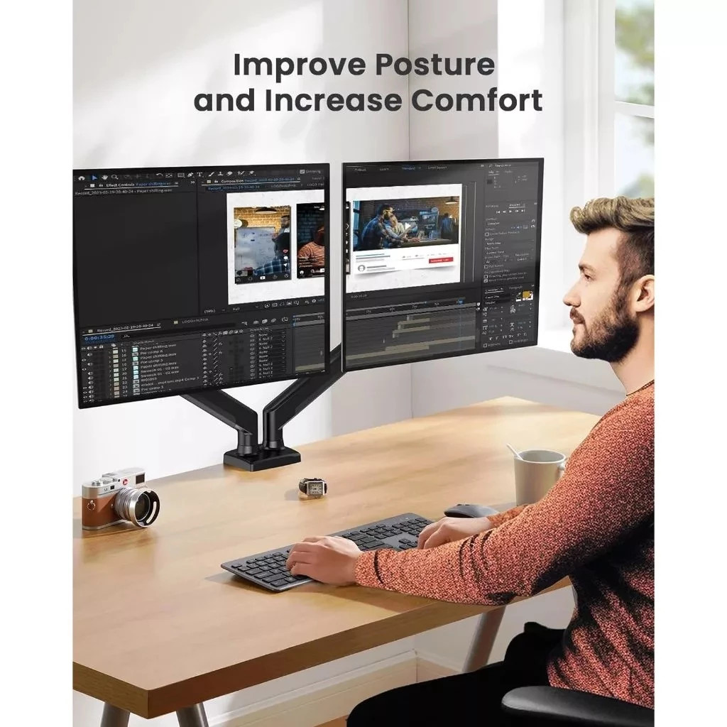 SG Stock Computer Monitor Bracket Adjustable Monitor Arm Computer Stand ...