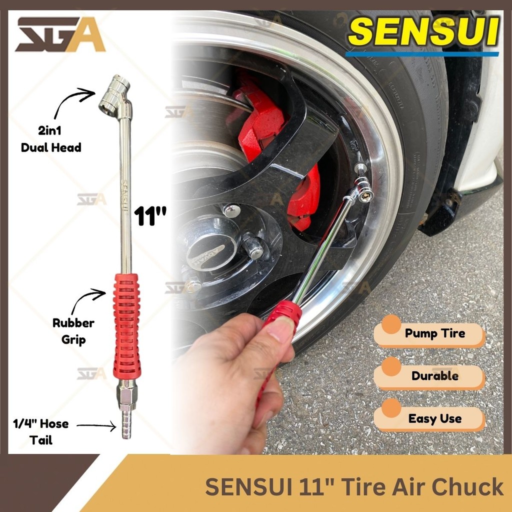 SENSUI 2-in-1 Tire Chuck Inflator 11" | Dual Head | Pam Angin Tayar ...