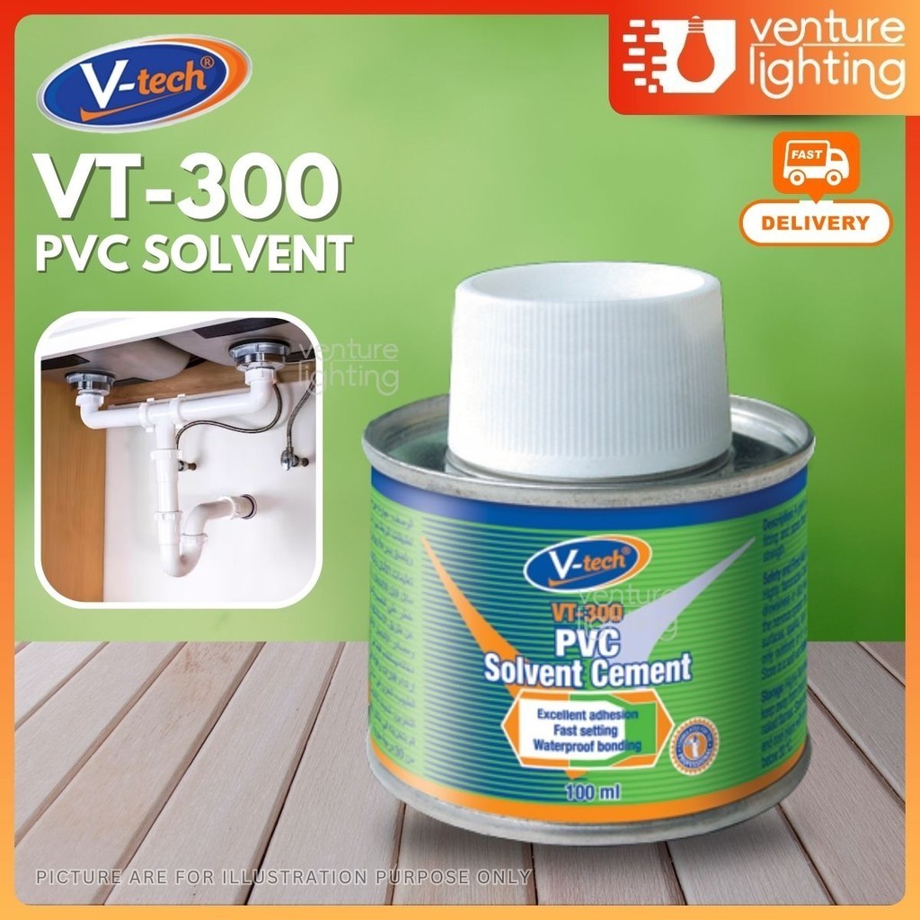 VTECH VT-300 PVC Solvent Cement 100ml Clear Color Bond and Fitting PVC Pipes Adhesives Gam ...