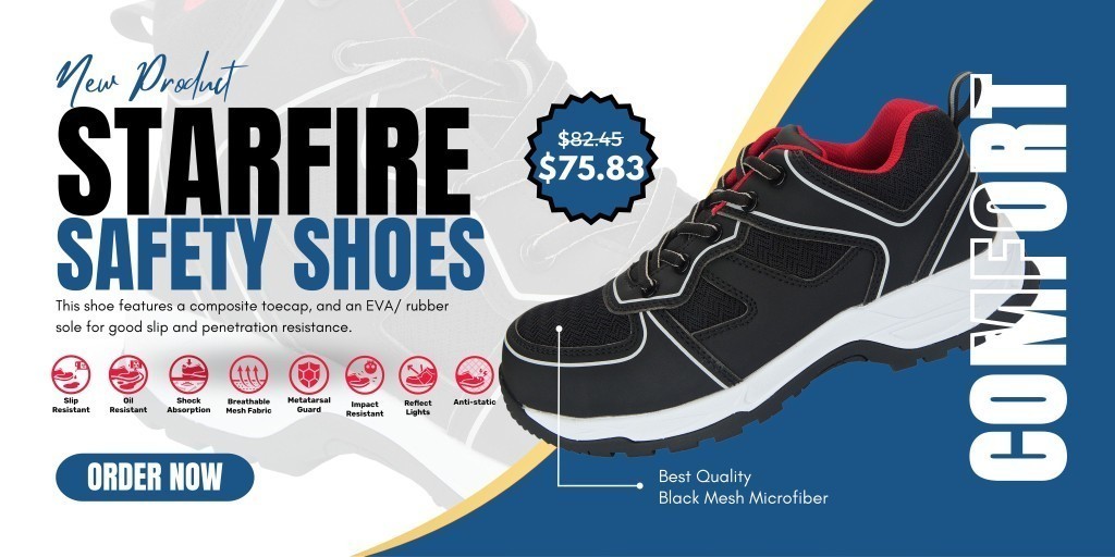 WORKSafe Starfire-L Low-Cut S1P Safety Shoe, Slip Resistant Composite ...