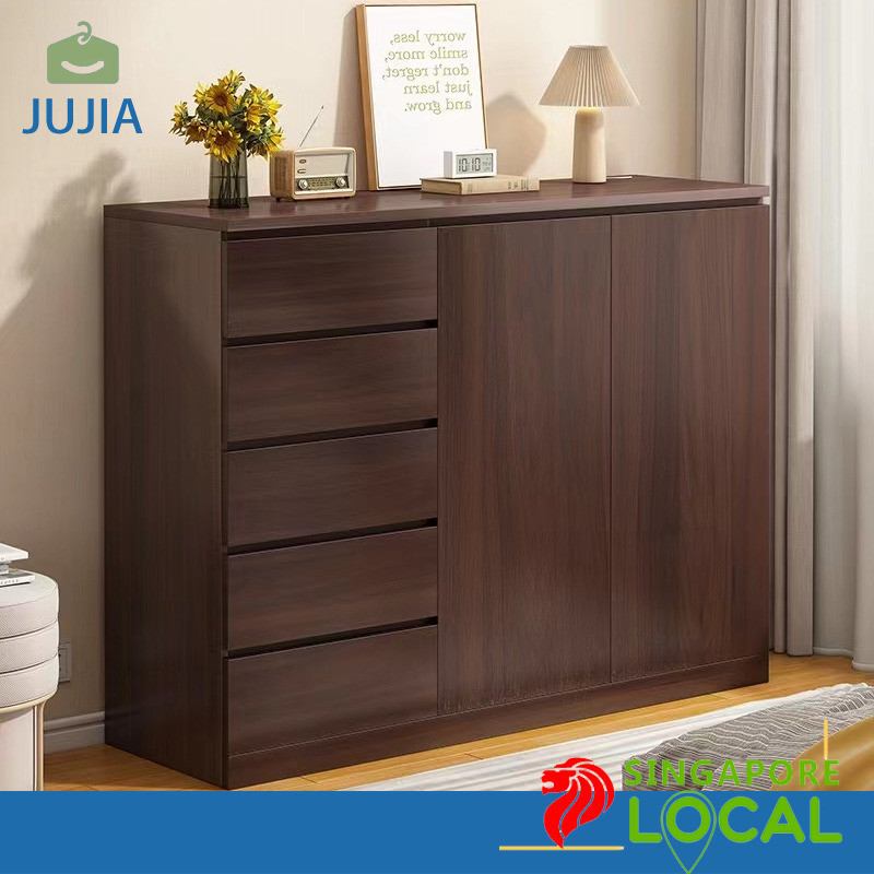 JUJIA Storage Cabinet Simple Walnut 120cm Storage Chest Living Room ...