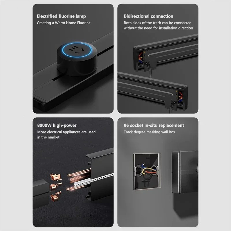 Power Track Socket Wall Mounted Movable Sockets Detachable Waterproof ...