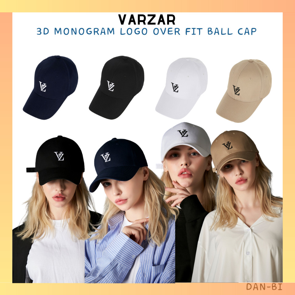 in stock [VARZAR] 3D Monogram logo over fit ball cap / 4color free size / hide my eyes / small ...
