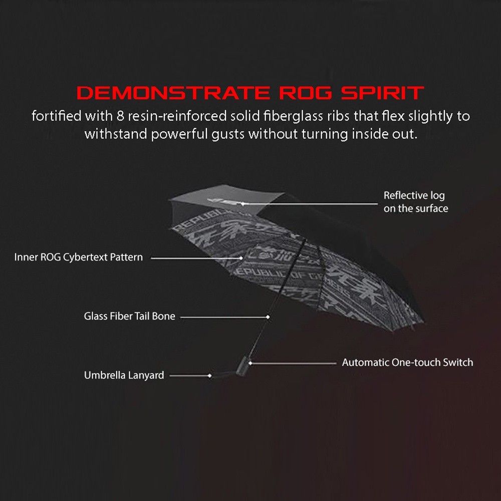 ASUS ROG CH2000 Umbrella - 27-inch Glass Fiber Tail Bone, Black ...