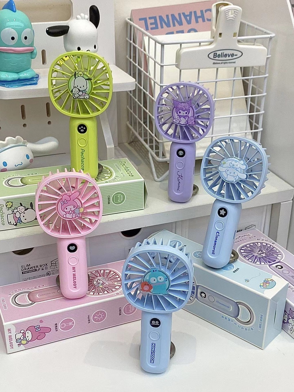 Sanrio Characters DY-898 Handheld Desktop Small Fan Kuromi Melody ...